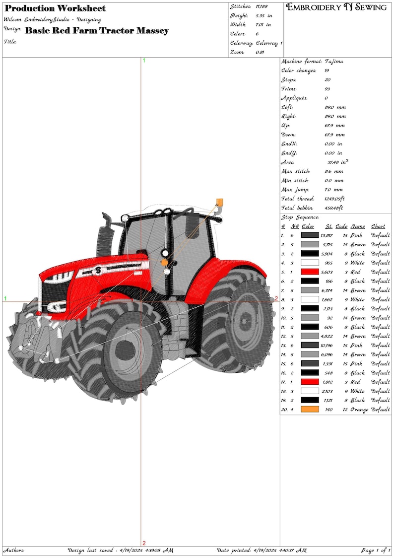 Red Tractor Farm Car - Machine Embroidery Design - DST, PES, VP3 & More ...