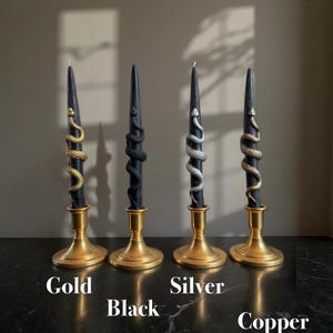 3D Snake Taper Candles - Gothic Coconut Wax Altar Decor, Handmade Set ...
