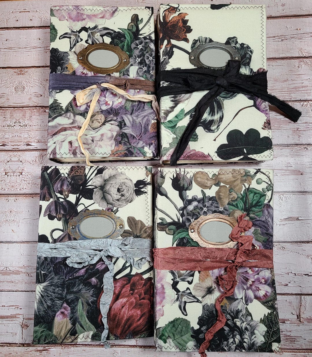 Handmade Moody Floral Junk Journal: Tea Dyed Grungy Pages Grimoire ...