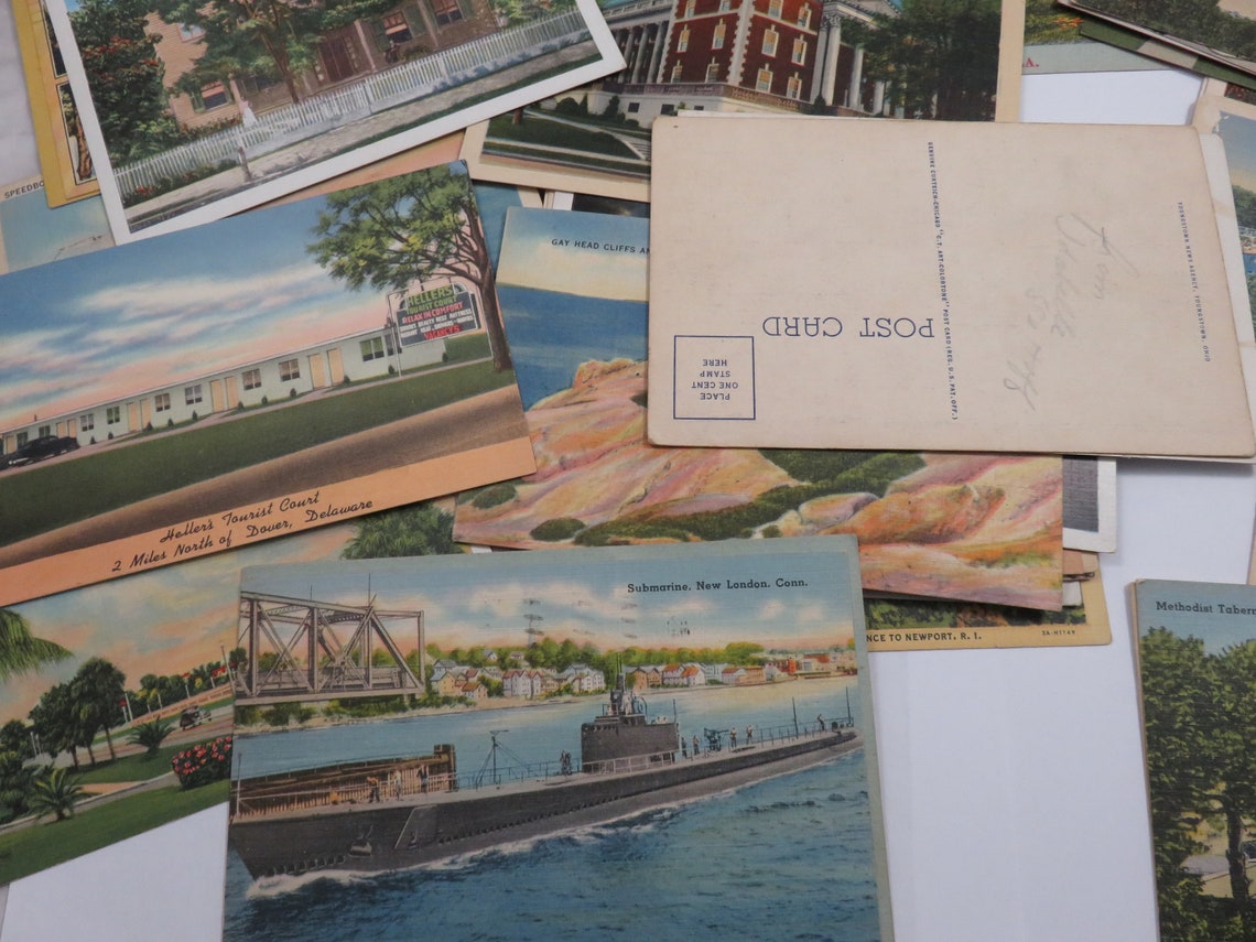 10 Vintage Linen Paper Postcards 1940s-1950s Random Assortment | Etsy