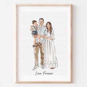 Custom Couple Portrait, Family Portrait, Watercolor Style Portrait ...