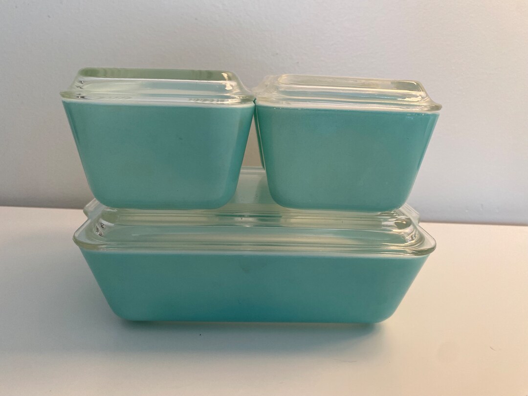 Complete Set of Vintage Aqua Pyrex Refridgerator Dishes - Etsy
