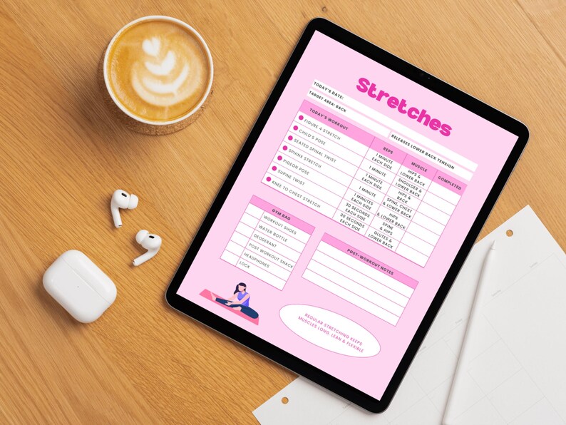 Printable Fitness Planner | Stretching Routine | Digital Workout Plan ...