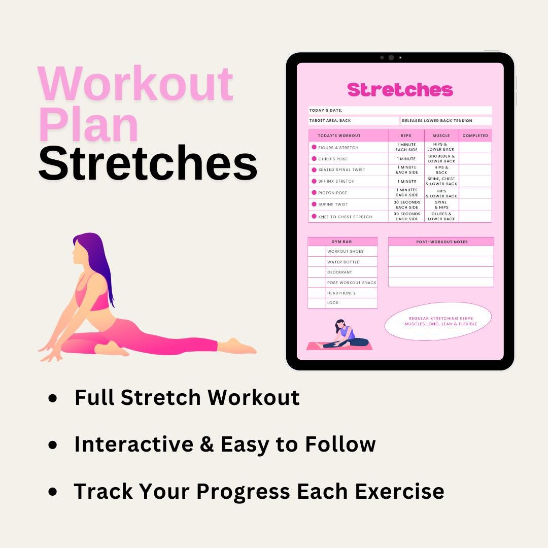 Printable Fitness Planner | Stretching Routine | Digital Workout Plan ...