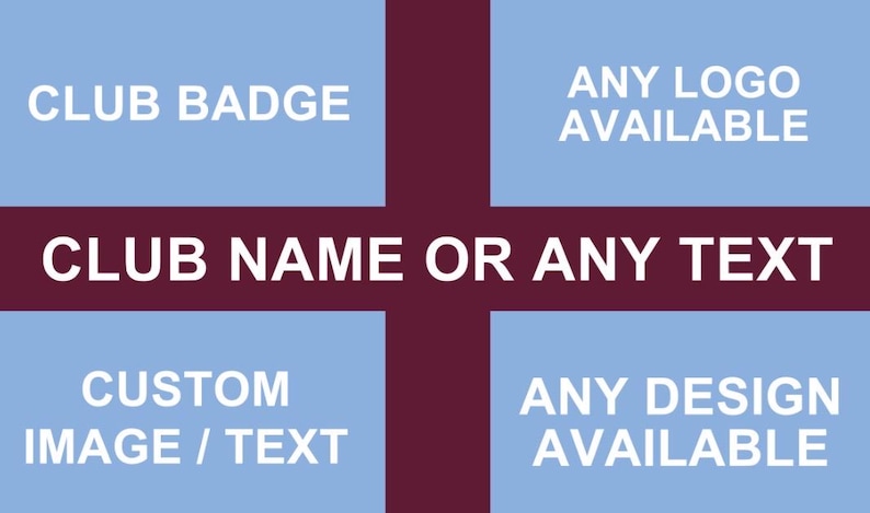 Custom Football Flag 5ft X 3ft Any Team Any Logo England Custom ...