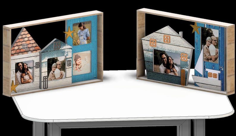 Personalised Family Photo Frame Cut Photo Frame Digital File Cute House ...