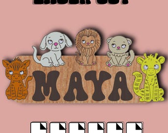 Custom Baby Name Sign SVG . Customizable Animal-themed Name Plaque for ...