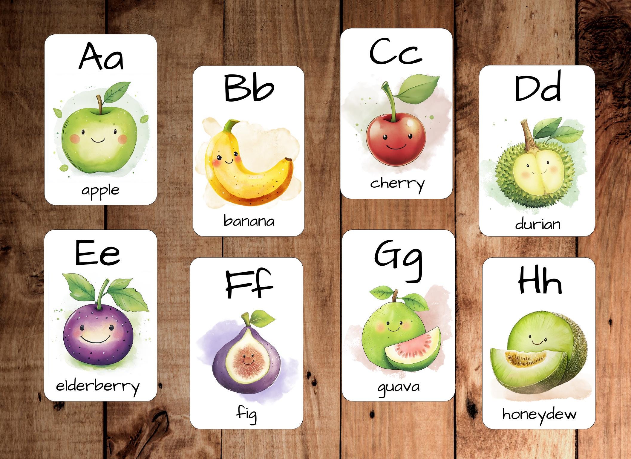 Fruit Alphabet Flash Card ABC Fruit Colourful Classroom Decor Nursery ...