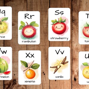 Fruit Alphabet Flash Card ABC Fruit Colourful Classroom Decor Nursery ...