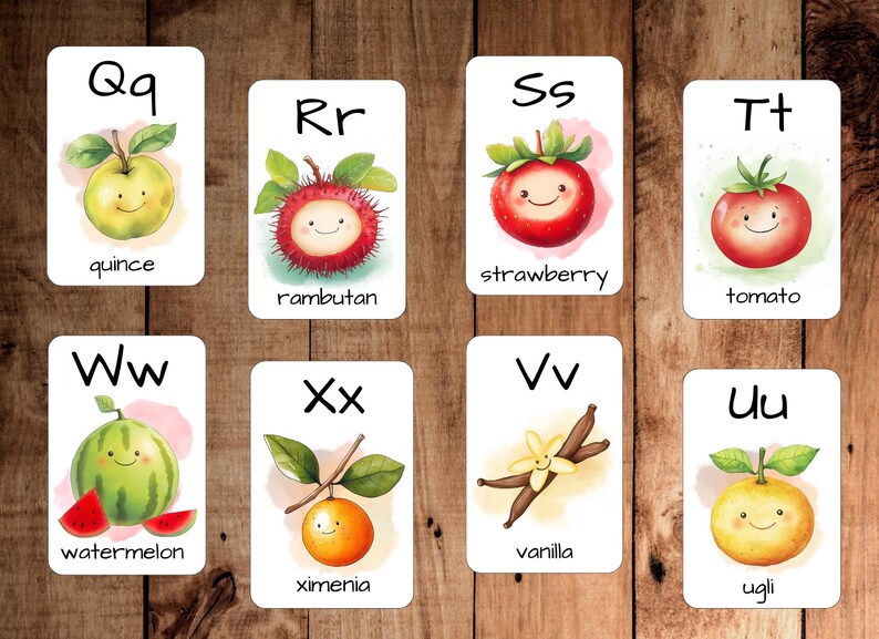 Fruit Alphabet Flash Card ABC Fruit Colourful Classroom Decor Nursery ...