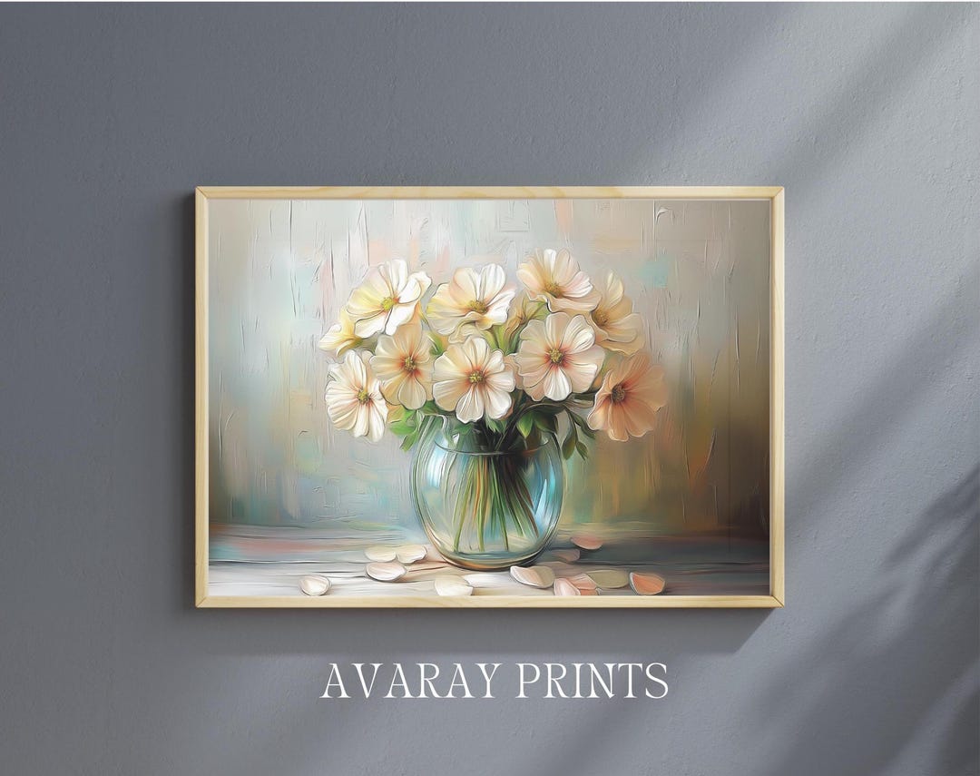 Printable Aesthetic Still Life Geraniums Wall Art Oil Painting, Digital ...