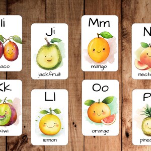 Fruit Alphabet Flash Card ABC Fruit Colourful Classroom Decor Nursery ...