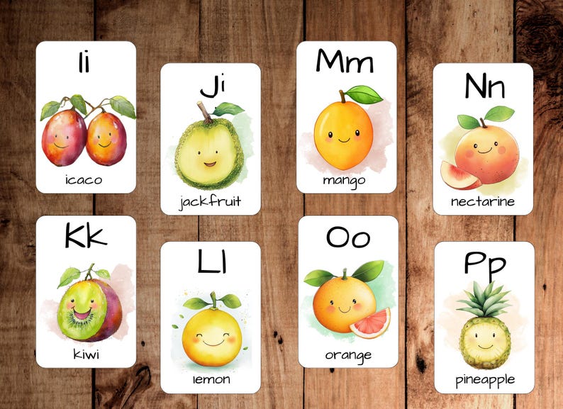 Fruit Alphabet Flash Card ABC Fruit Colourful Classroom Decor Nursery ...