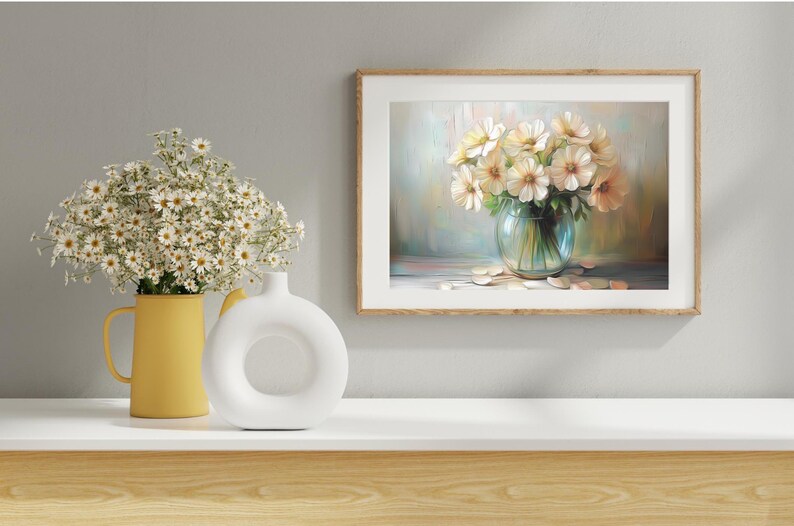 Printable Aesthetic Still Life Geraniums Wall Art Oil Painting, Digital ...