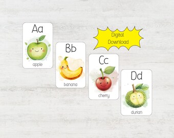 Fruit Alphabet Flash Card ABC Fruit Colourful Classroom Decor Nursery ...