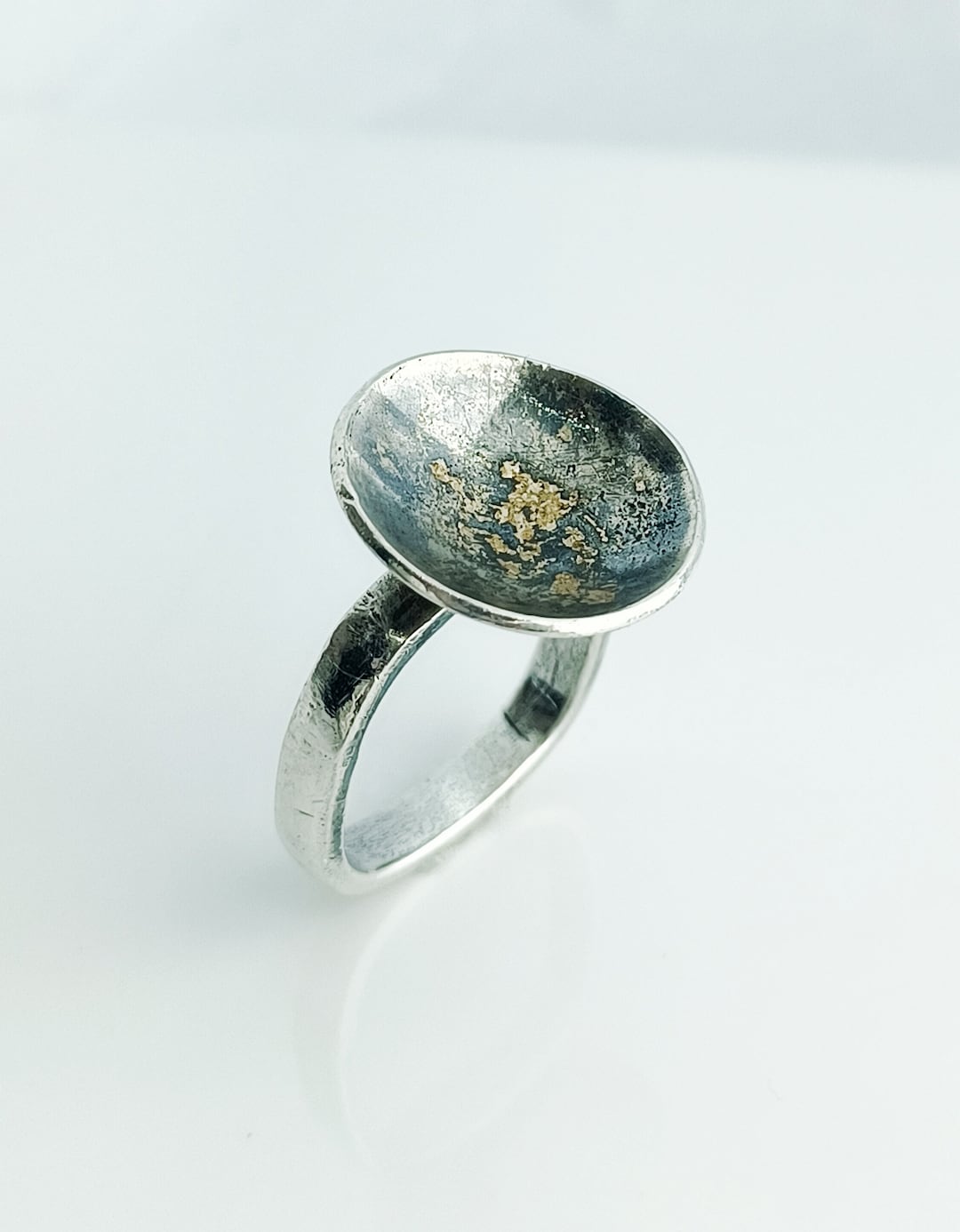 Domed Sterling and 24 Kt Gold Keum-boo Ring With Comfort Band - Etsy