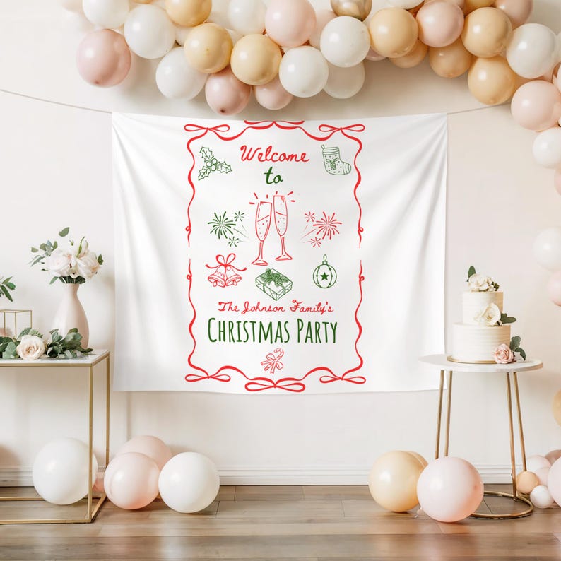 Christmas Party Welcome Banner, Friendsmas Holiday Party Welcome Banner ...