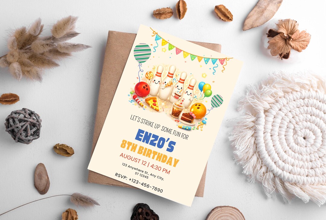 Editable Bowling Party Invitation, Strike up Some Fun Any Birthday Boy ...
