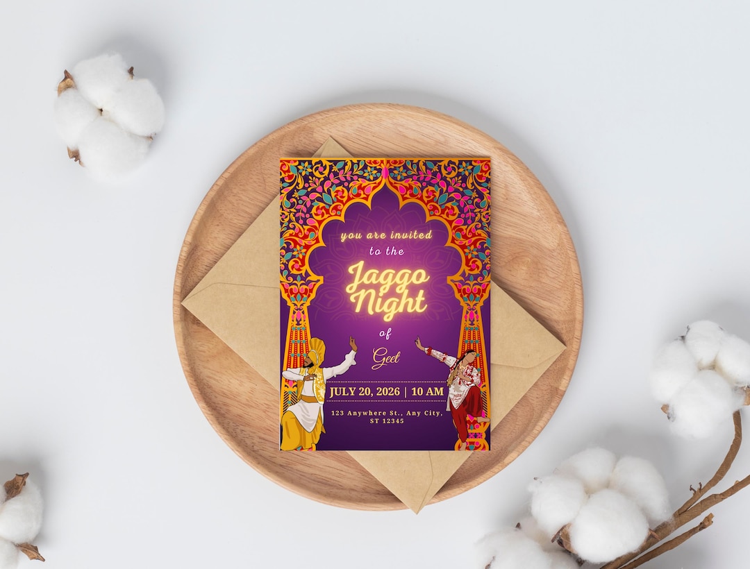 Jaggo Nights Indian Wedding Invitation Template, Punjabi Invitations ...