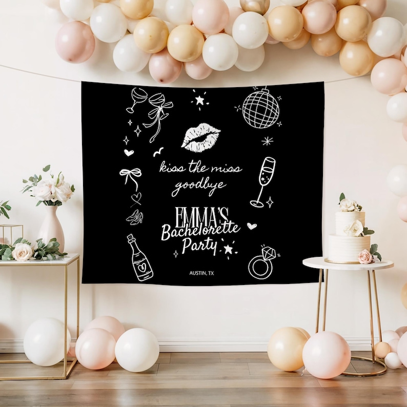 Kiss the Miss Goodbye Bachelorette Sign, Kiss the Miss Goodbye Bridal ...