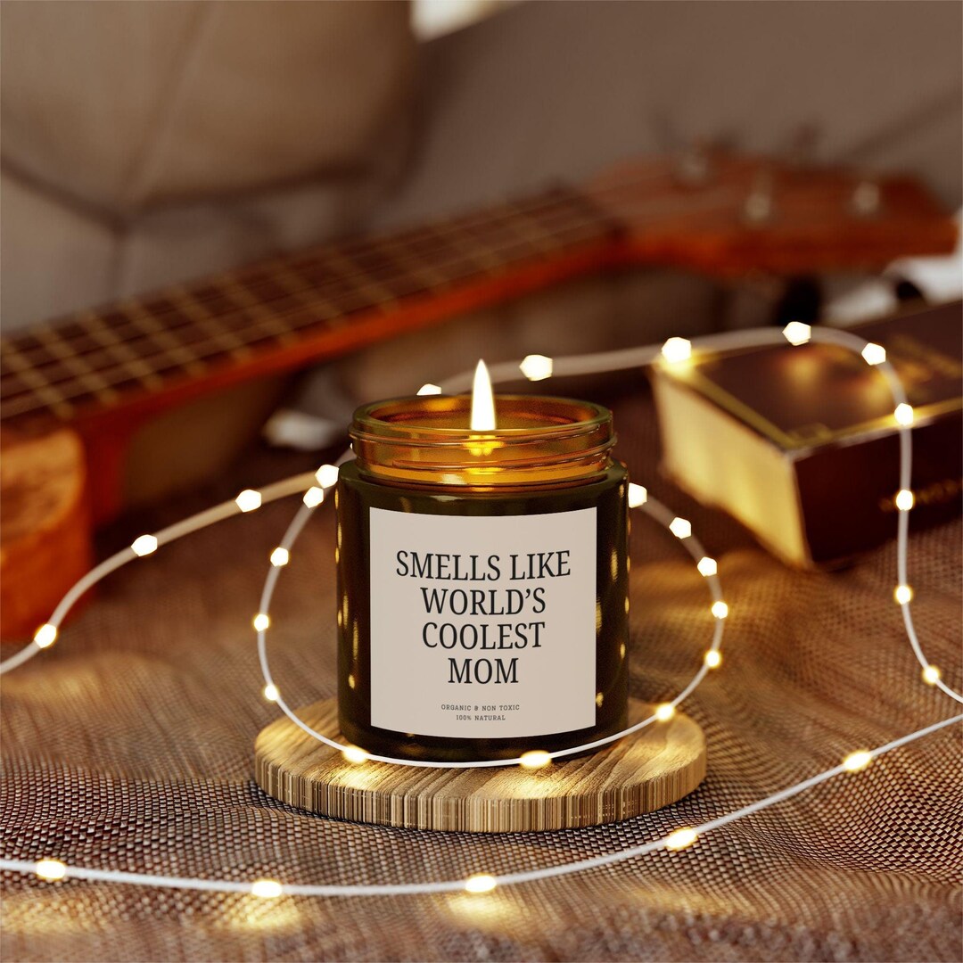 Smells Like World's Coolest Mom Amber Jar Candle, Funny Mom Gift, Best ...