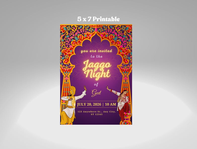Jaggo Nights Indian Wedding Invitation Template, Punjabi Invitations ...