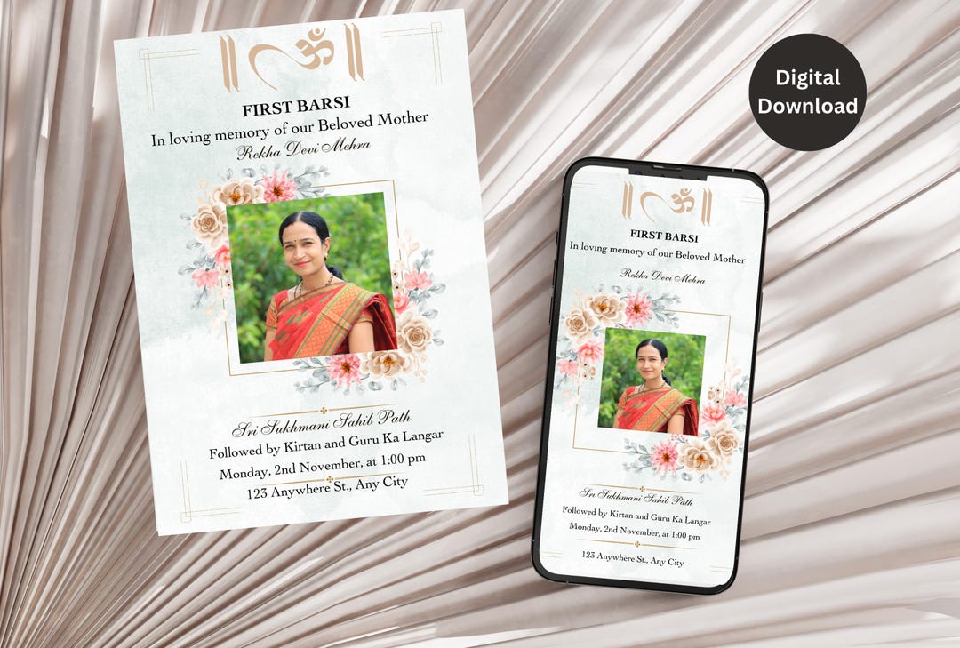 Editable Hindu Funeral Invite | Hindu Shraddha Invitation | Hindu First ...