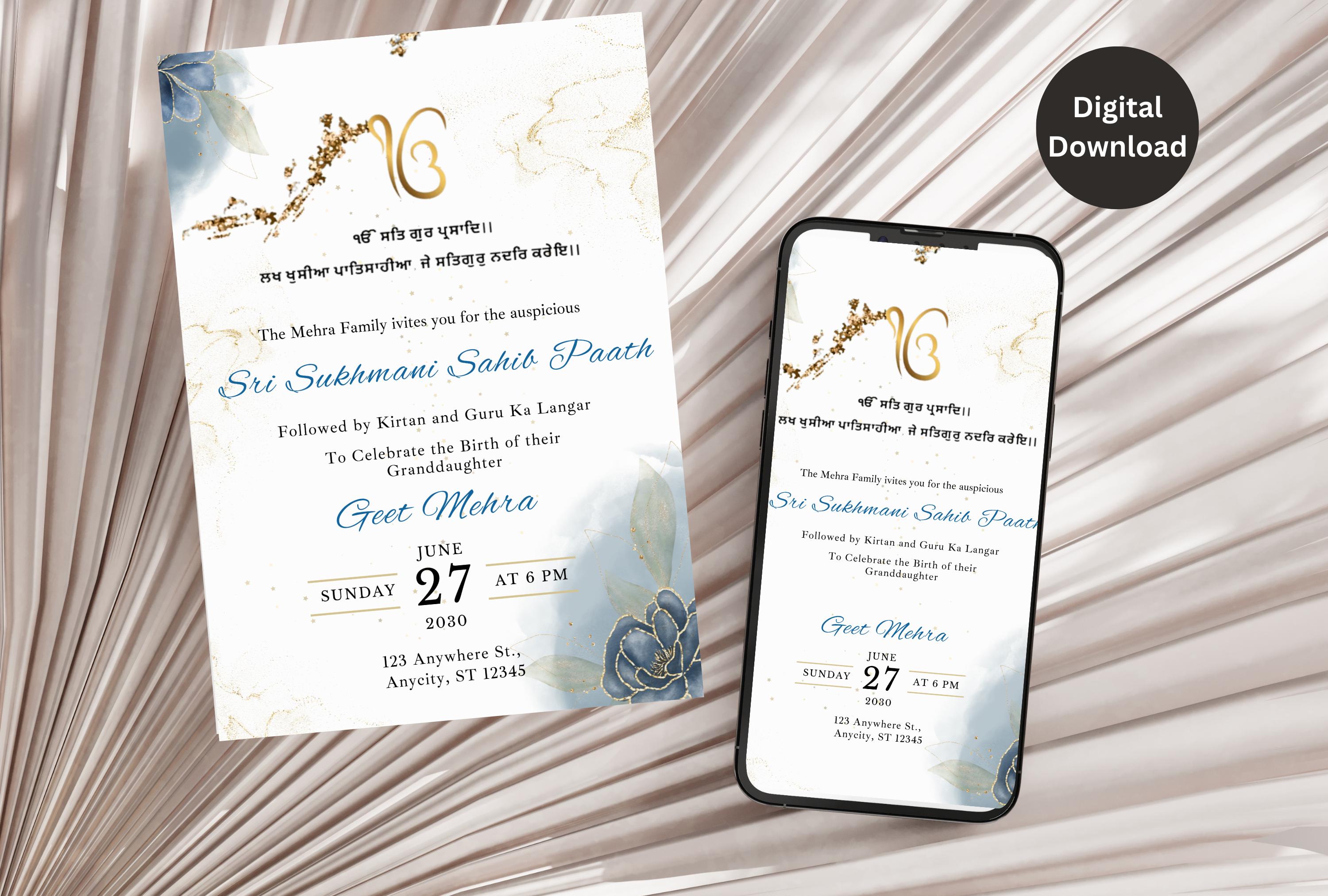 Editable Sukhmani Sahib Path Invitation, Sukhmani Sahib Path Digital ...