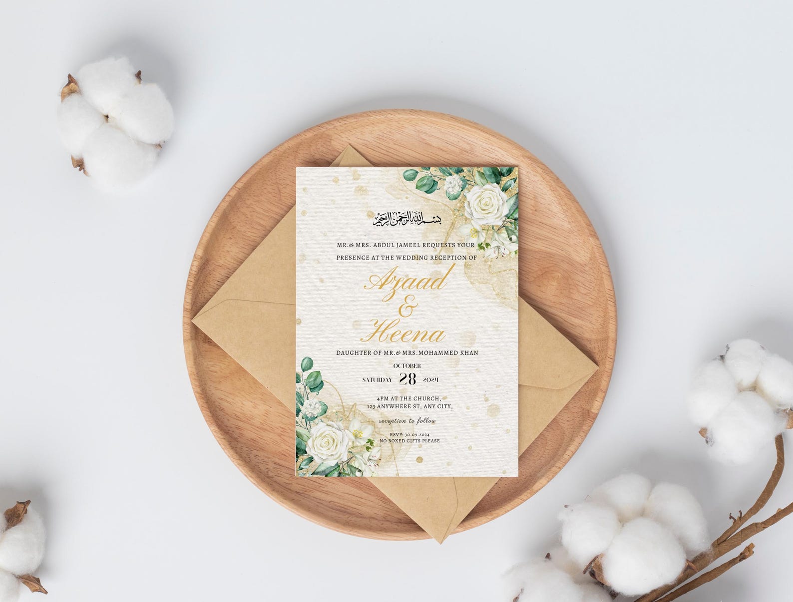 Editable Muslim Wedding Invitation Template Nikkah Walimah Shaadi ...