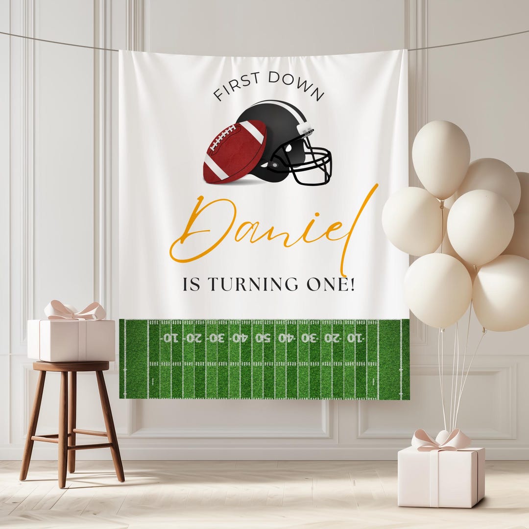 Custom First Year Down Birthday Backdrop, First Down Birthday Sign ...