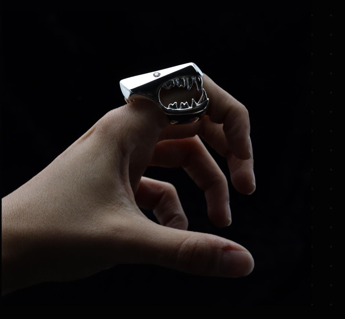 Akata: Slick Brutalist Hyena Ring – Bold Animal Themed Sterling Silver ...