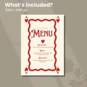 Dinner Menu, Valentine's Day Menu, Colorful Menu Template, Heart Menu ...