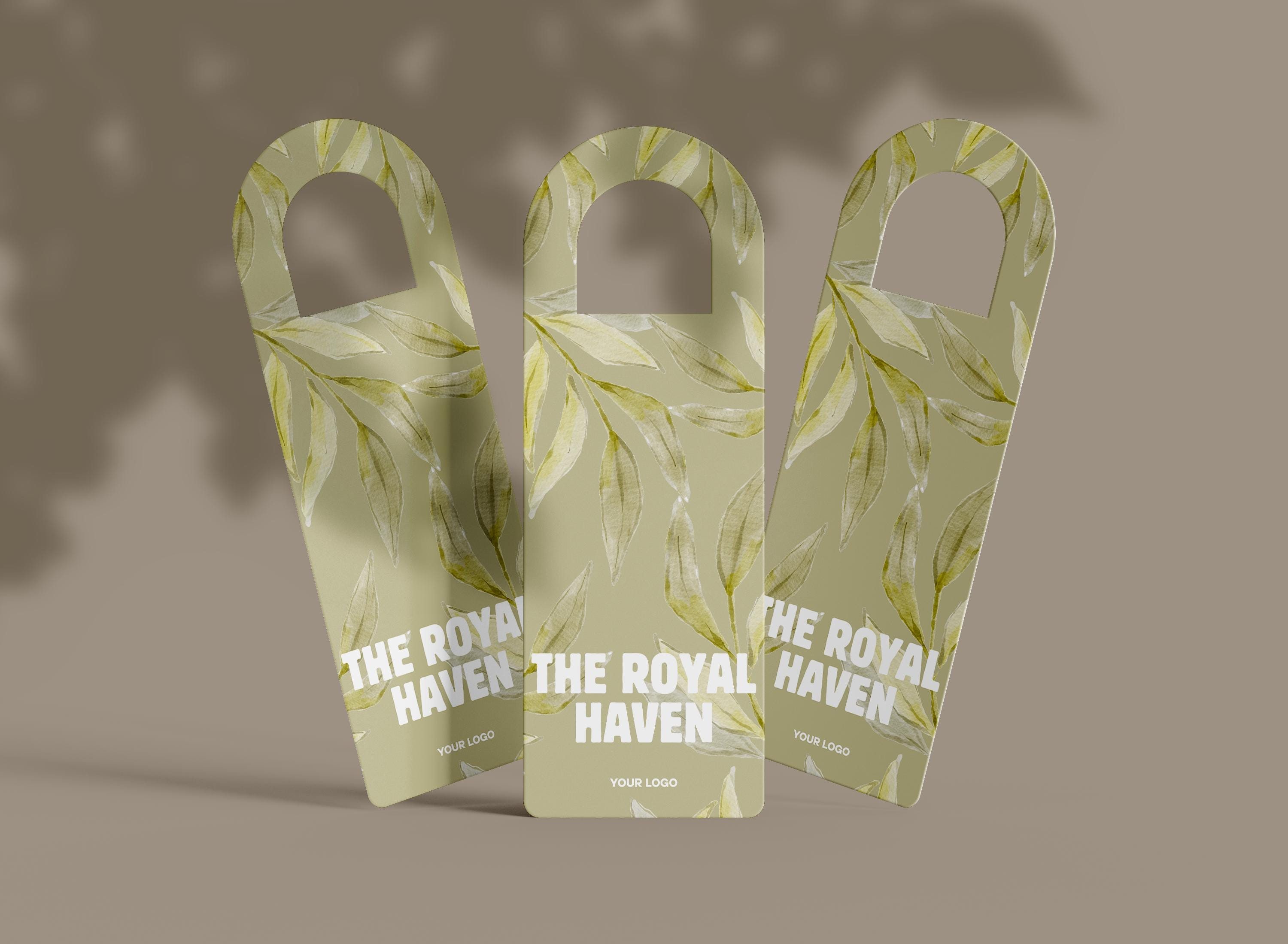 Door Hanger Template, Printable Hotel Door Tag, Door Hanger Leaf Design ...