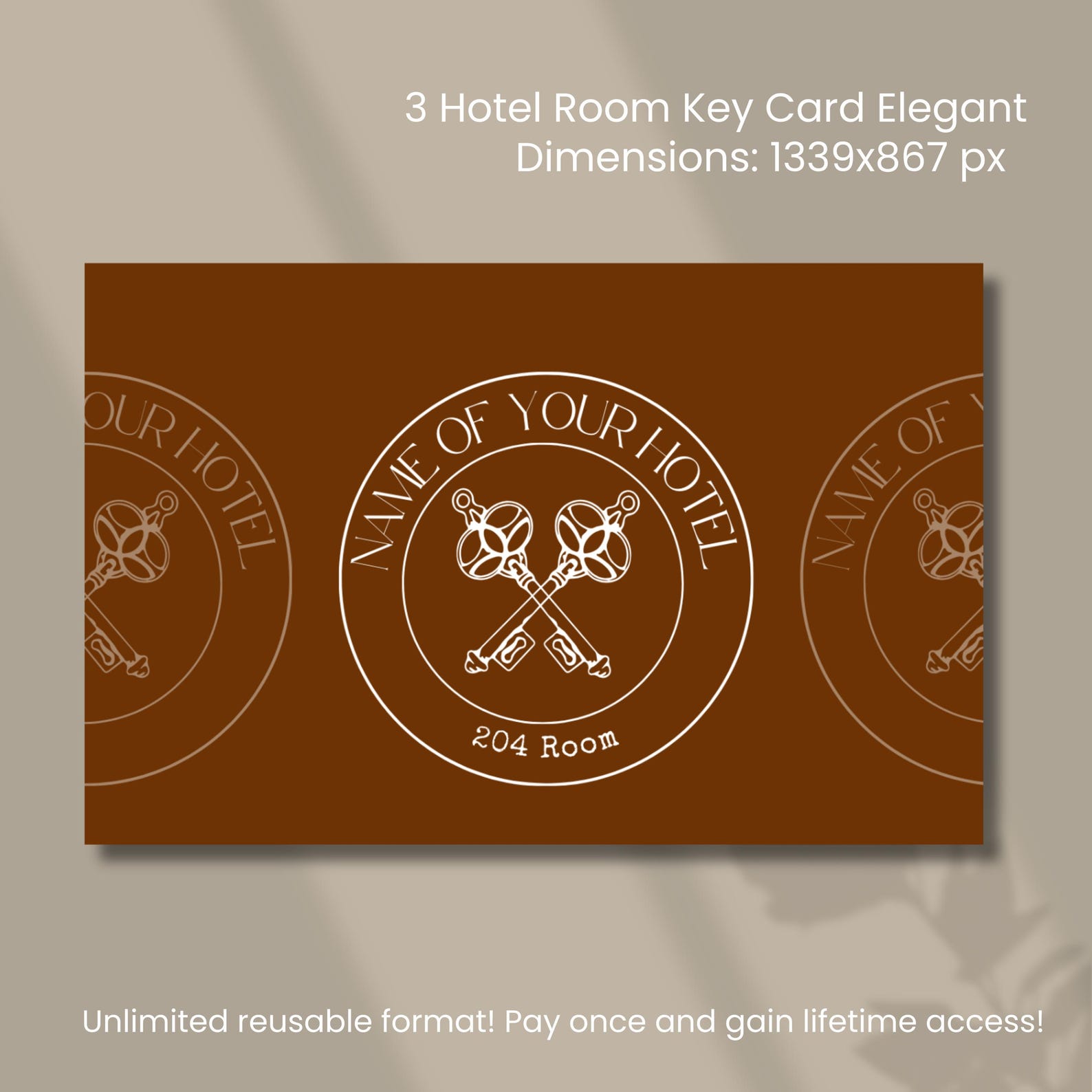 Elegant Vintage Hotel Room Key Cards, Customizable Hotel Key Cards ...