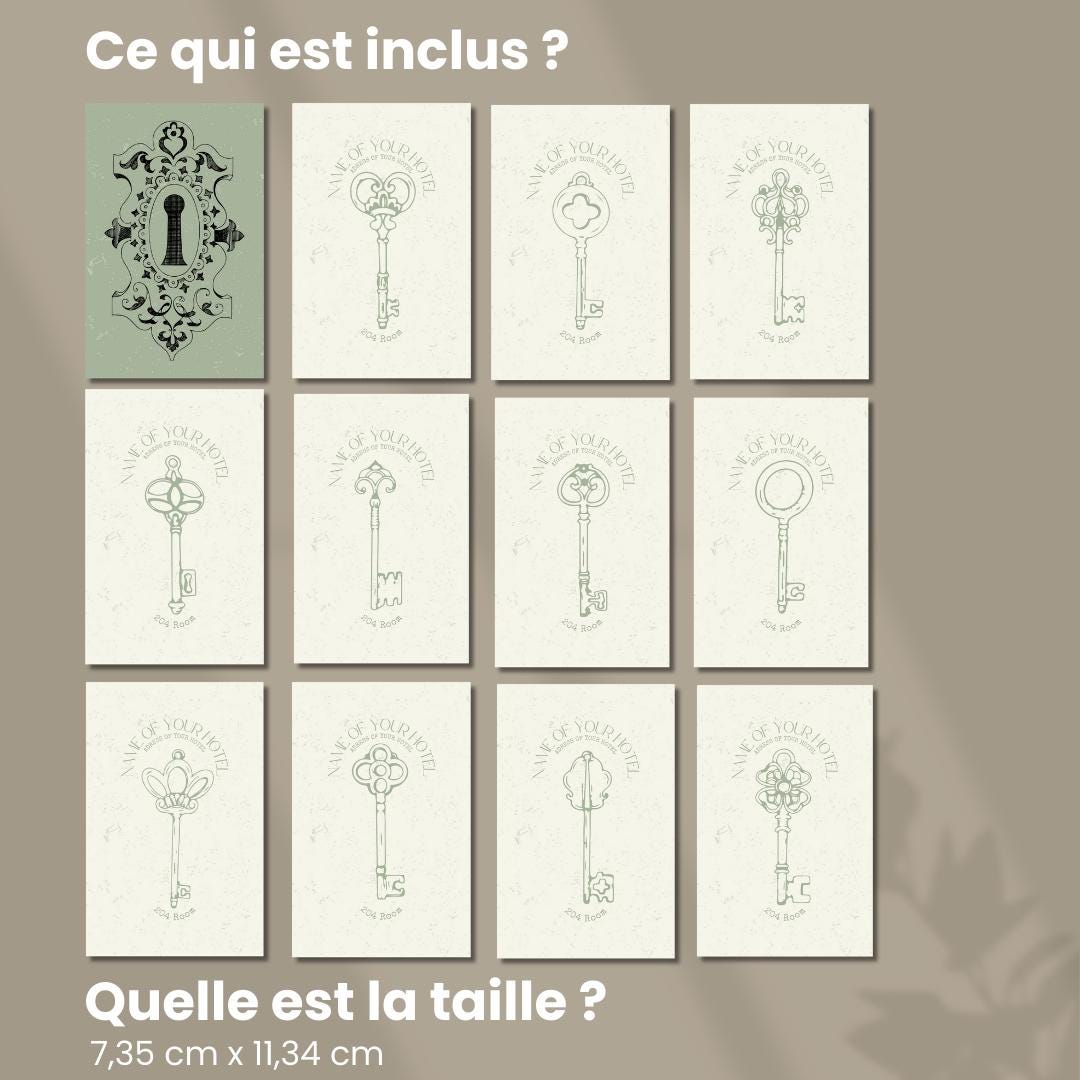 Room Key Card Template, Printable Key Card, Hotel Key Card, Cottage Key ...