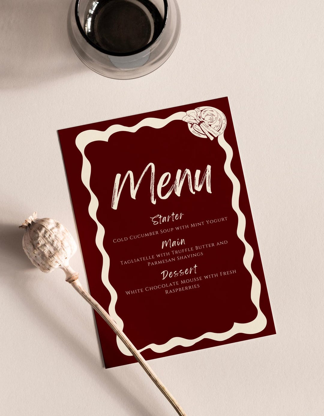 Wavy Menu, Restaurant Menu, Hotel/gîte/guesthouse Menu, Digital ...