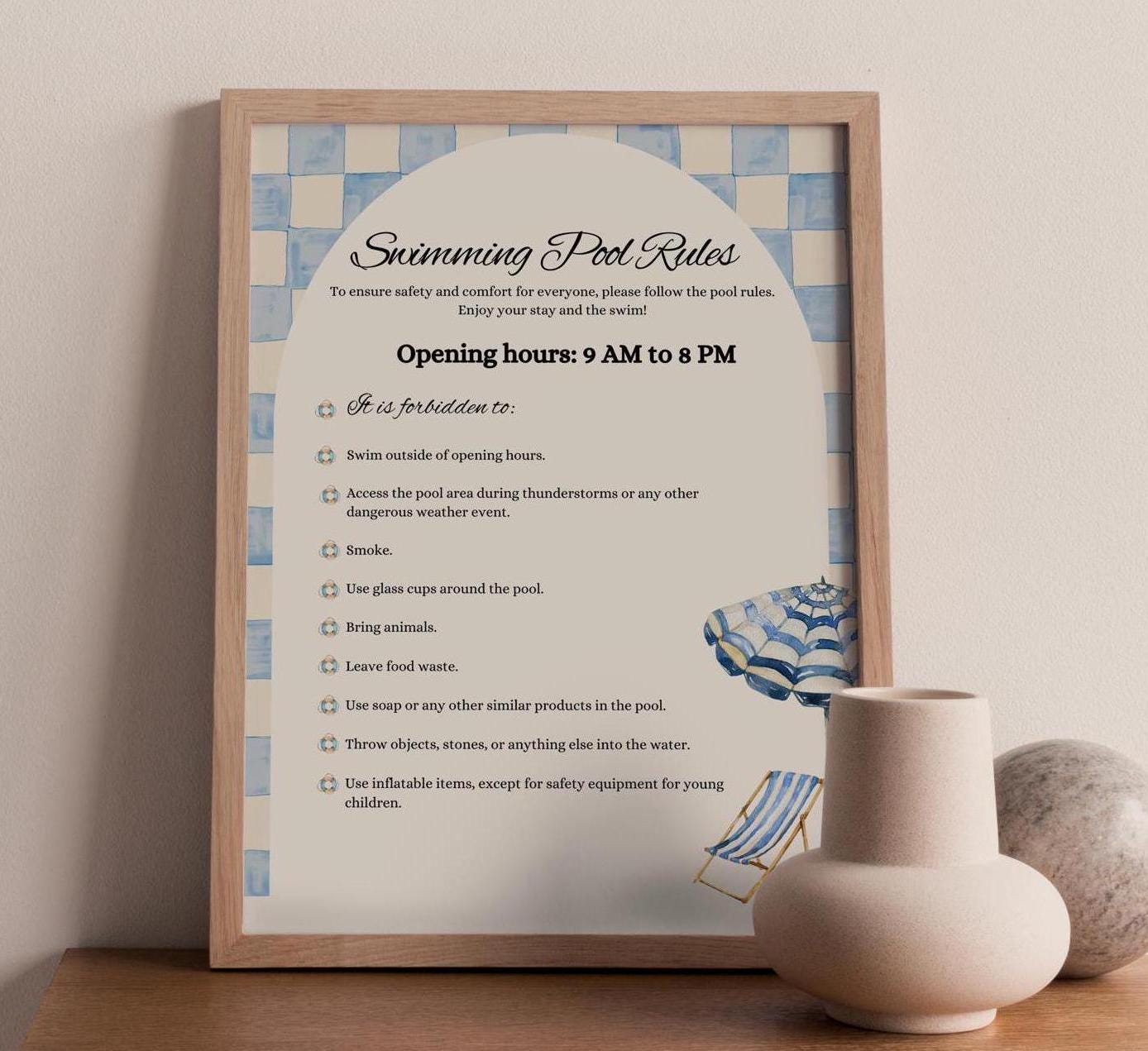 Pool Rules Poster, Editable With Canva, Ideal for Airbnb, Vacation ...