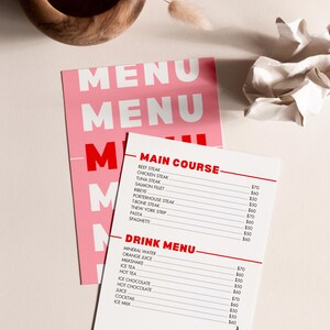 Dinner Menu, Pink and Red Menu, Colorful Menu Template, Modern Menu ...