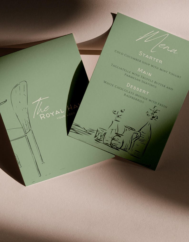 Sage Green Table and Chairs Pattern Template, Sage Green Menu ...