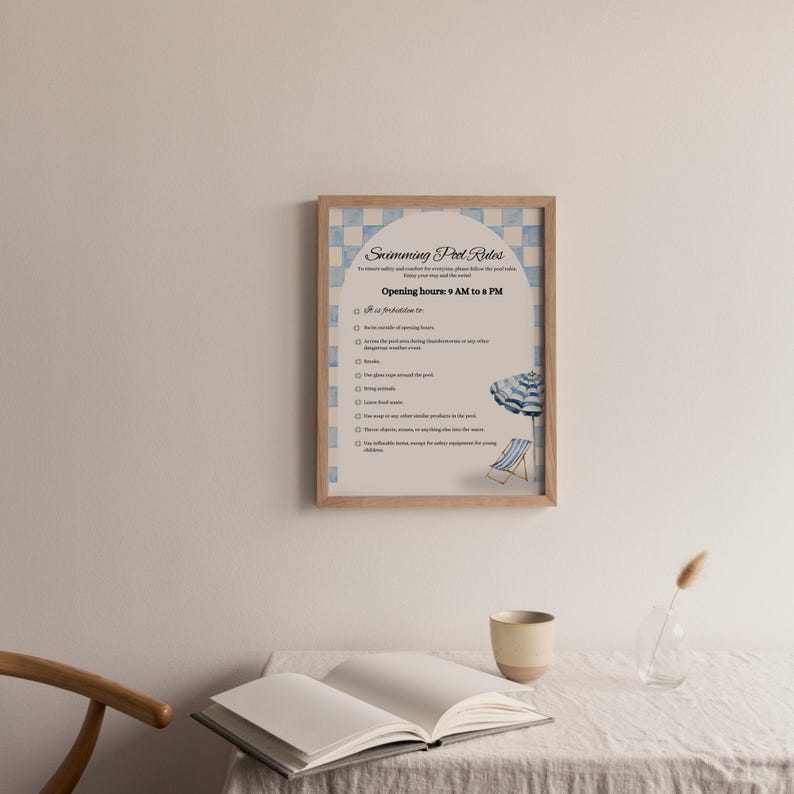 Pool Rules Poster, Editable With Canva, Ideal for Airbnb, Vacation ...