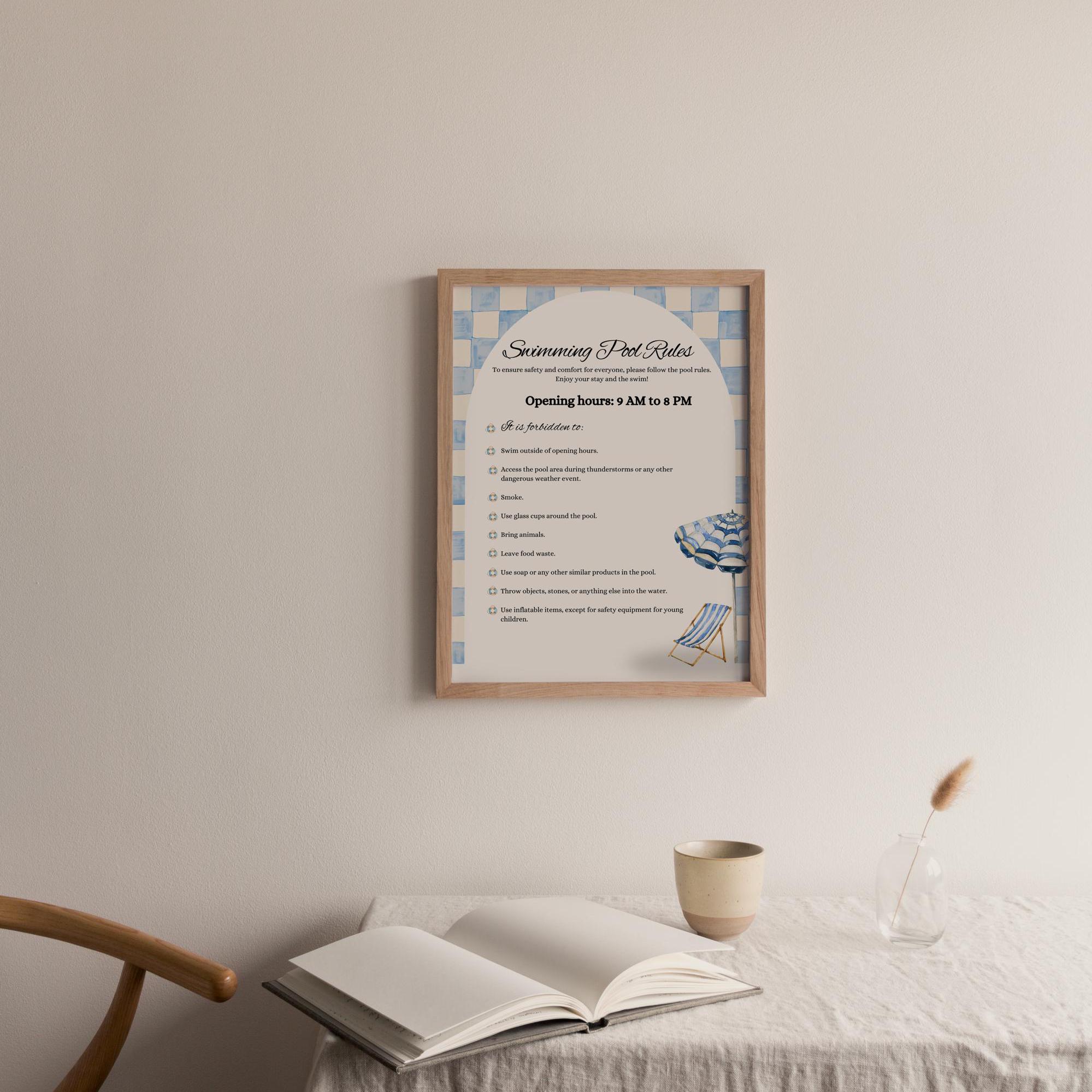 Pool Rules Poster, Editable With Canva, Ideal for Airbnb, Vacation ...