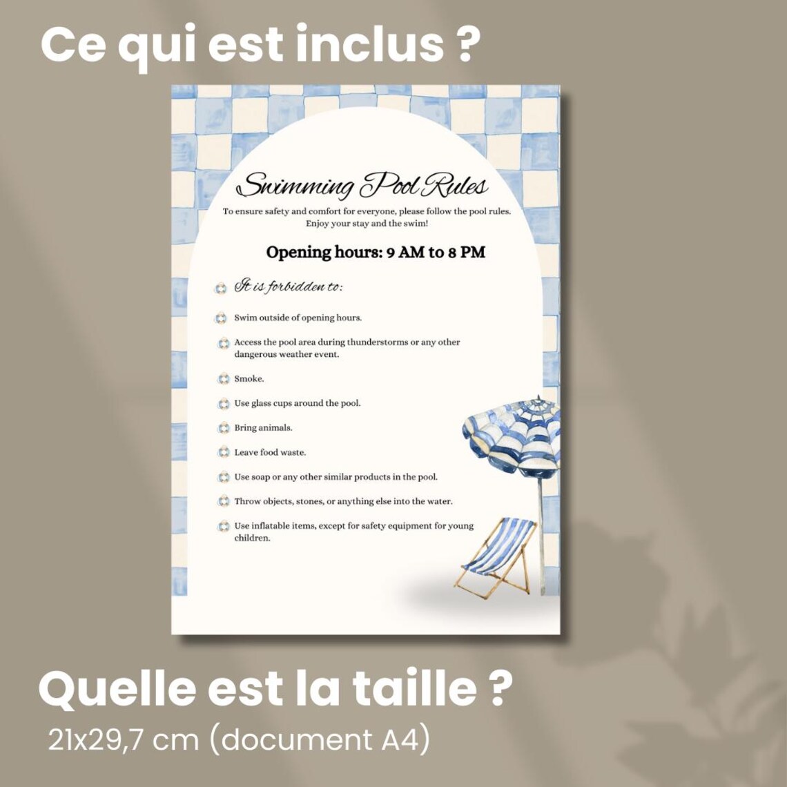 Pool Rules Poster, Editable With Canva, Ideal for Airbnb, Vacation ...