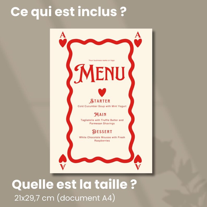 Dinner Menu, Valentine's Day Menu, Colorful Menu Template, Heart Menu ...