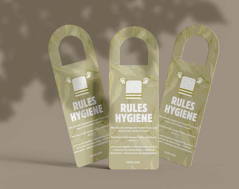 Door Hanger Template, Printable Hotel Door Tag, Door Hanger Leaf Design ...