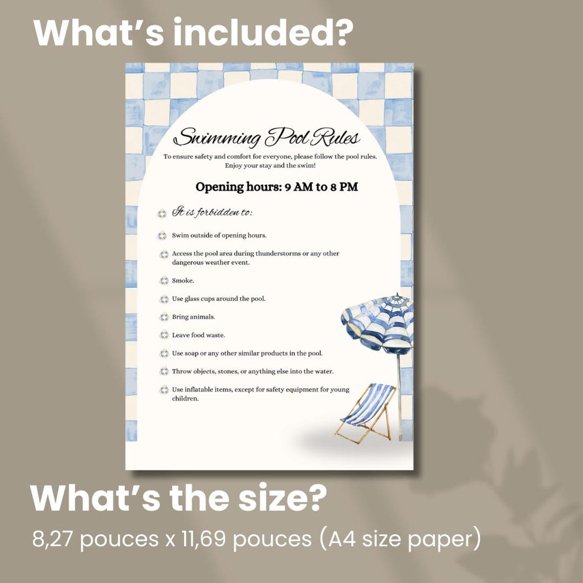 Pool Rules Poster, Editable With Canva, Ideal for Airbnb, Vacation ...