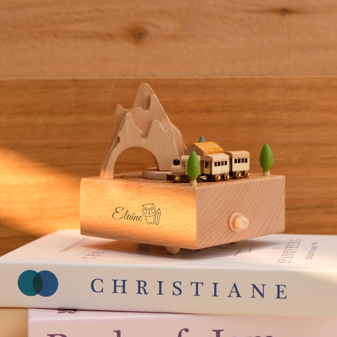 Personalized Wooden Train Music Box, Wooden Baby Toys, Keepsake Gift ...