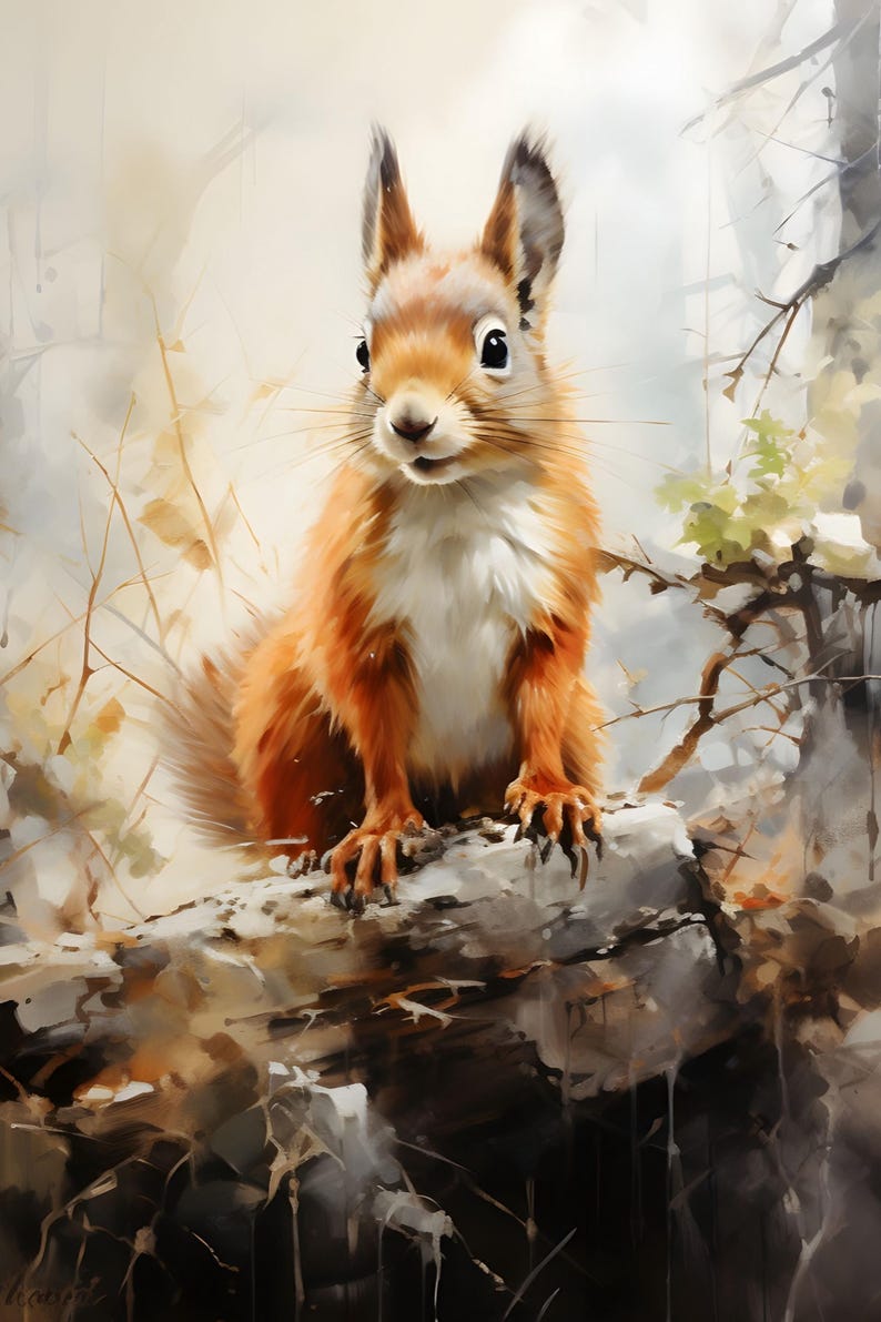 Autumn-fall-squirrel Wall Art Printable: Rustic Woodland Nursery Decor ...