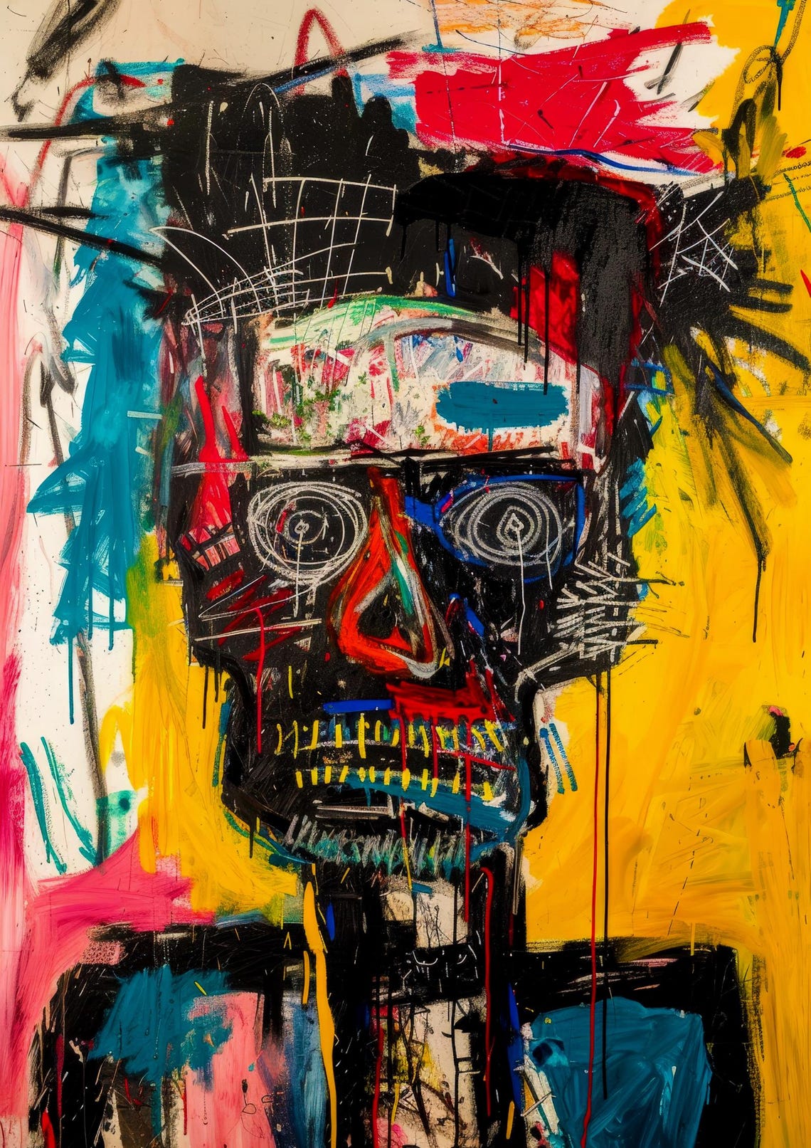 Abstract Skull Wall Art Graffiti Style Printable Expressionist Painting ...