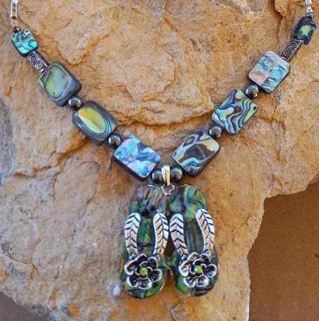 Abalone Flip Flop Necklace - Etsy