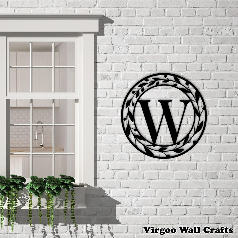 Metal Circle Letter Monogram With Vines, Couples Gift, Personalized ...